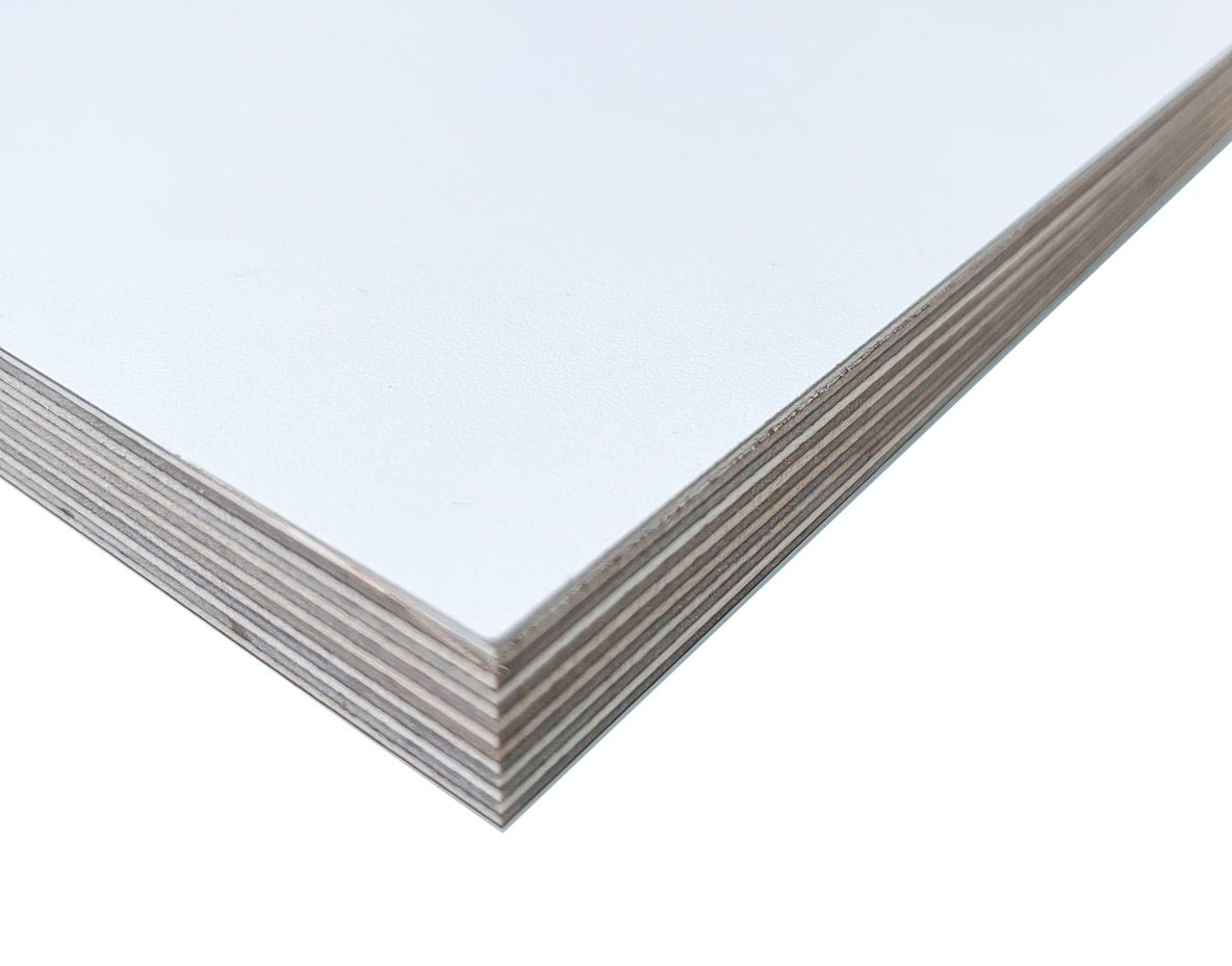 Sperrholzplatte Sperracolor belegt 2-seitig HPL W980 Platinweiss ST7 ...